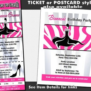 Pink Zebra VIP Pass Party Invitation, Printable, Girl Birthday, Sweet ...