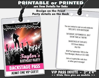 Rockstar Party Backstage Pass Printable Insert V2 Rockstar - Etsy