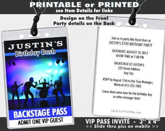 CUSTOM VIP Pass Rock Concert Birthday Party Invitation - Etsy