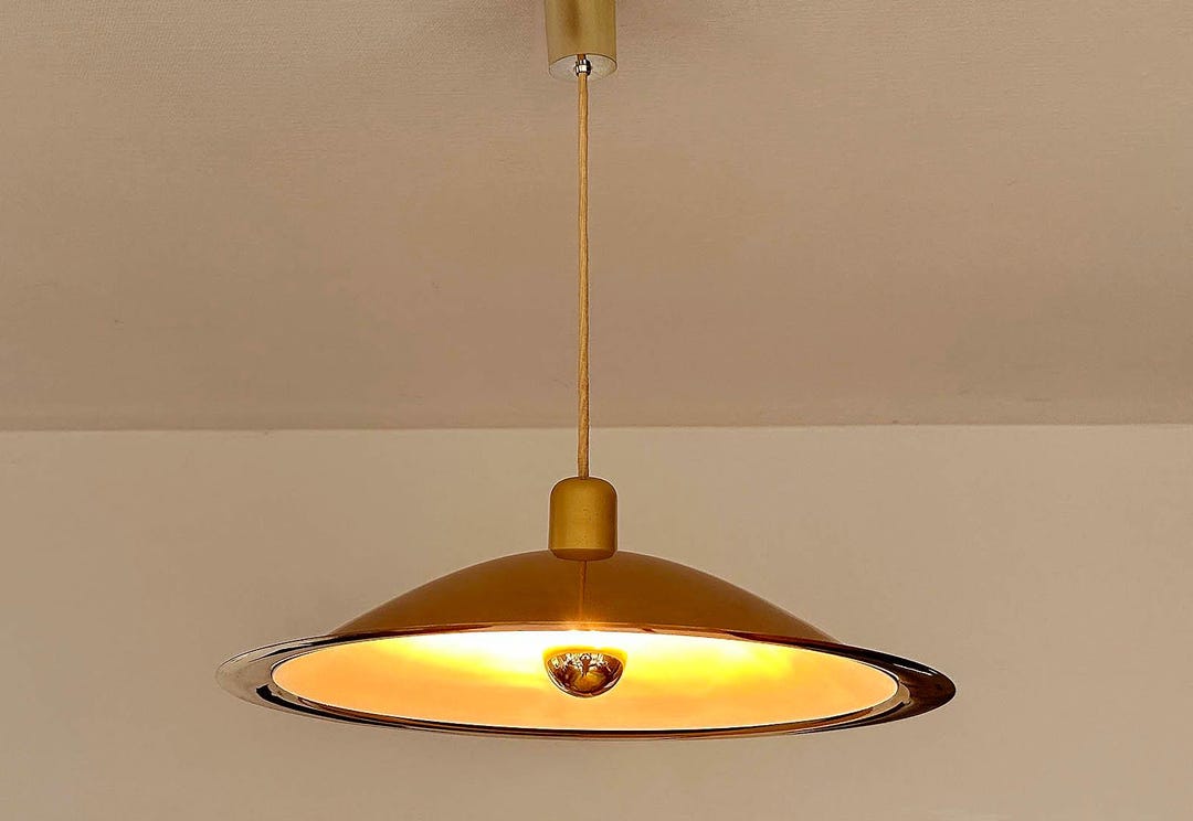 Vintage Pendant Light, MCM Lighting, Brass Chandelier - Etsy