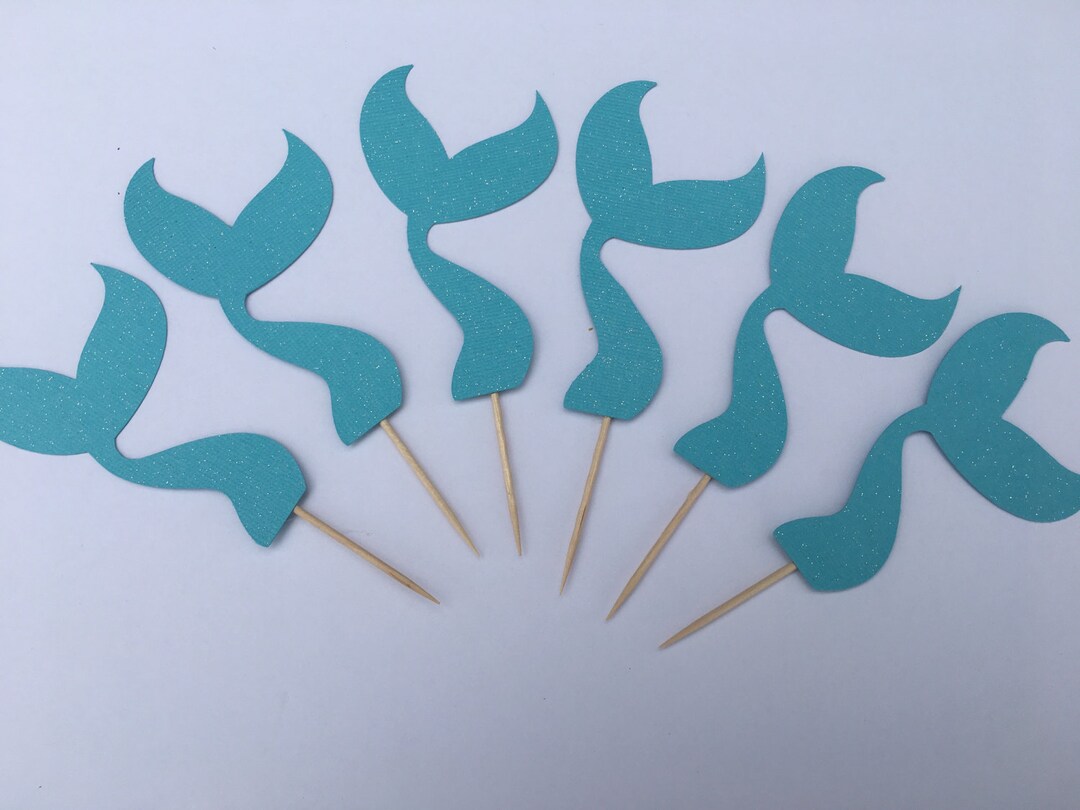 Mermaid Tail Glitter Cupcake Toppers: Under the Sea Party (set of 12 ...