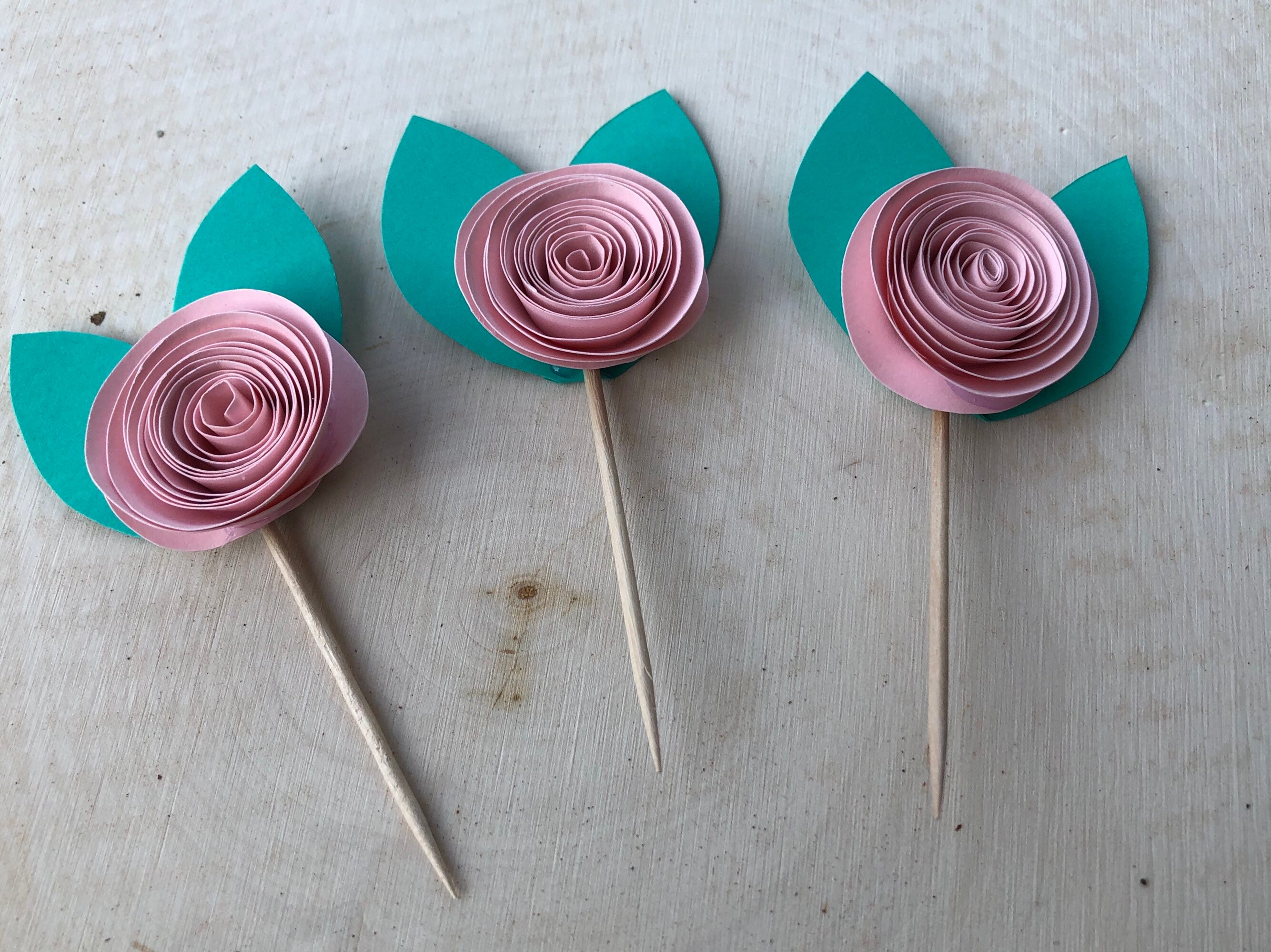 Rose Cupcake Toppers-flower Cupcake Topper-cupcake Toppers-appetizer ...