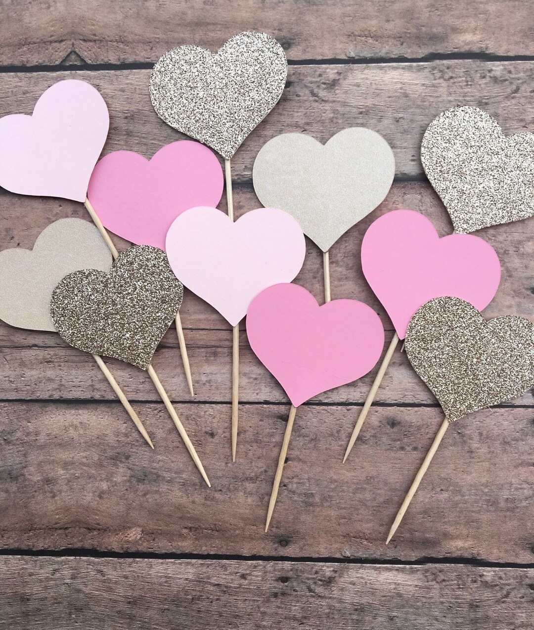 Heart Cupcake Toppers-gold Pink Toppers-pink Cupcake Toppers-gold Pink ...