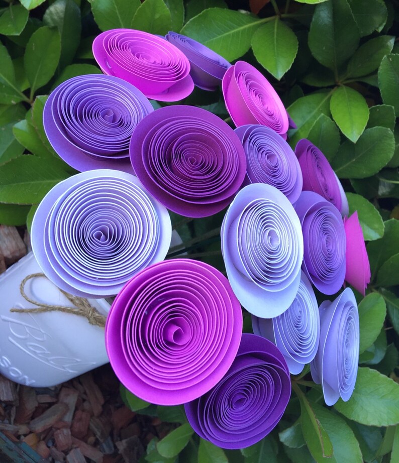 Purple Paper Flowers-wedding Bouquet-purple Ombré Paper - Etsy