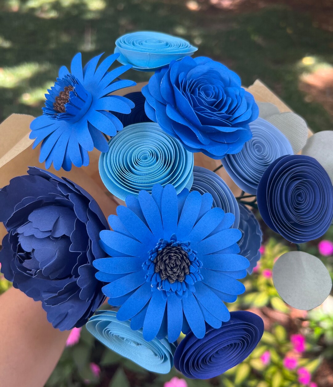 Blue Ombre Flowers- Wedding Table Decorations- Blue Wedding -paper ...
