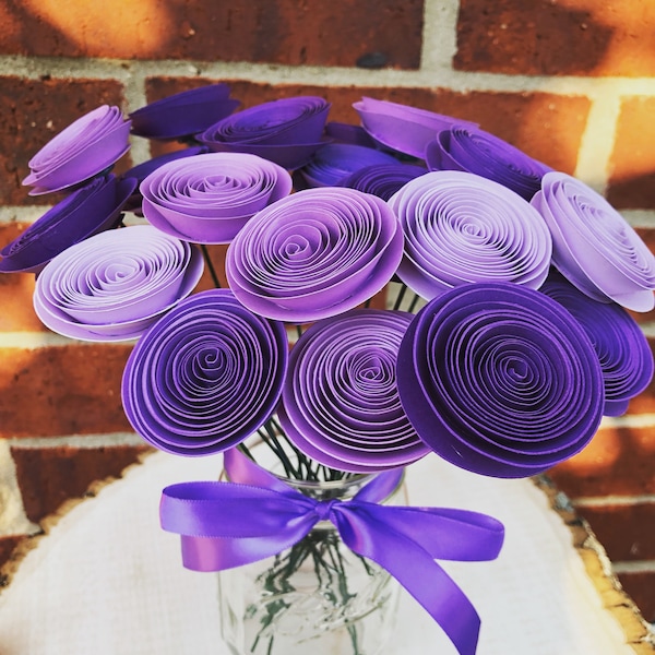 Purple Paper Flowers - Etsy