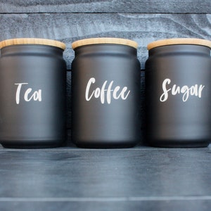 Tea, Coffee, Sugar Storage Jar Labels - Hot Drink Decals - Pantry ...