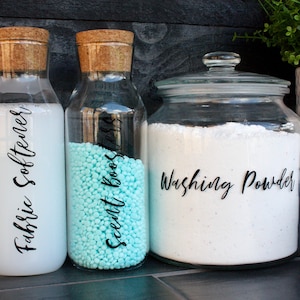Laundry Room Labels - Utility Decals - Washing Powder, Fabric Softener ...