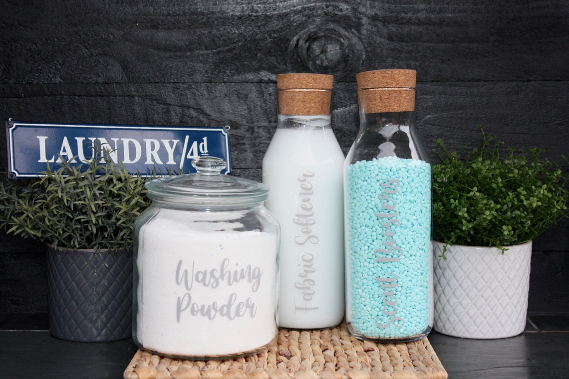 Laundry Room Labels Utility Decals Washing Powder Fabric | Etsy UK