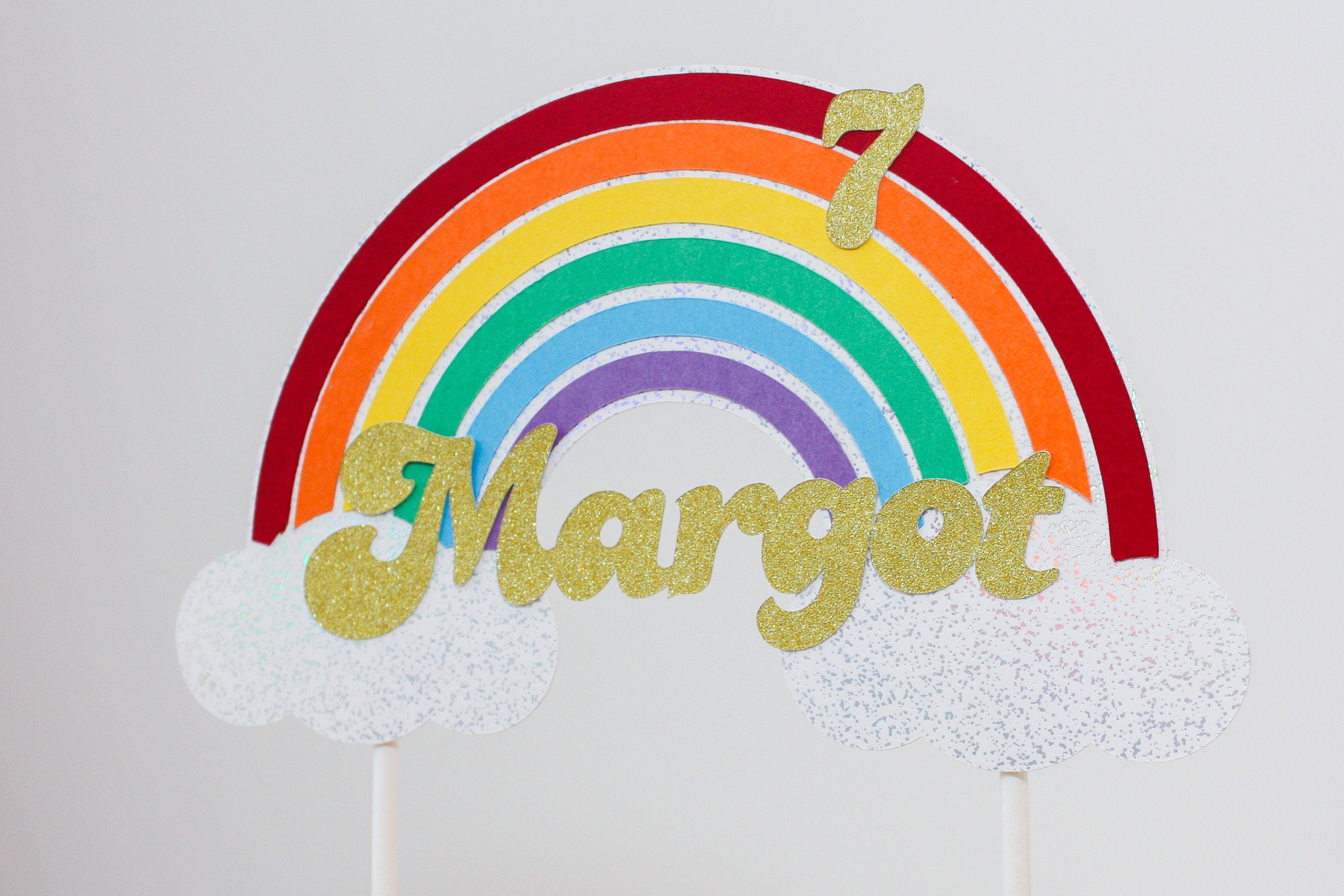 Personalised Rainbow Cake Topper Birthday Decoration Rainbow | Etsy
