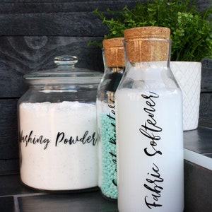 Laundry Room Labels - Utility Decals - Washing Powder, Fabric Softener ...