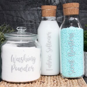 Laundry Room Labels - Utility Decals - Washing Powder, Fabric Softener ...