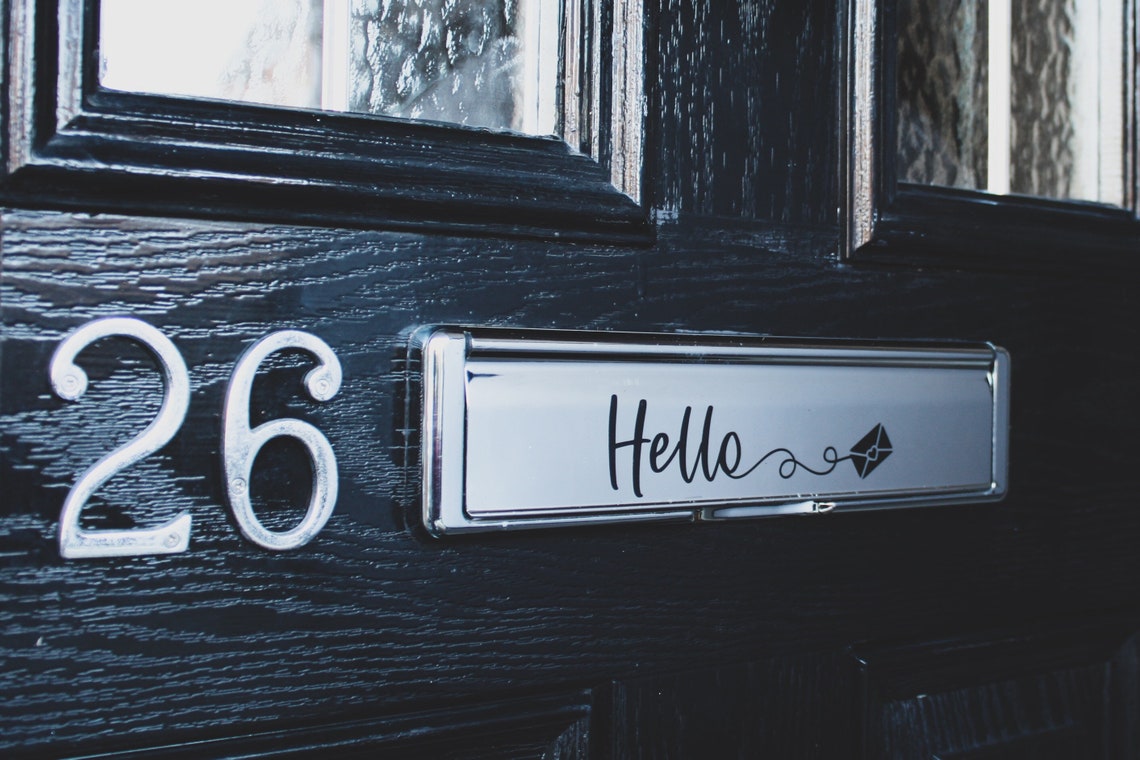 Letterbox Label, Vinyl Decal, Postbox Front Door Sticker, Hello - Etsy UK