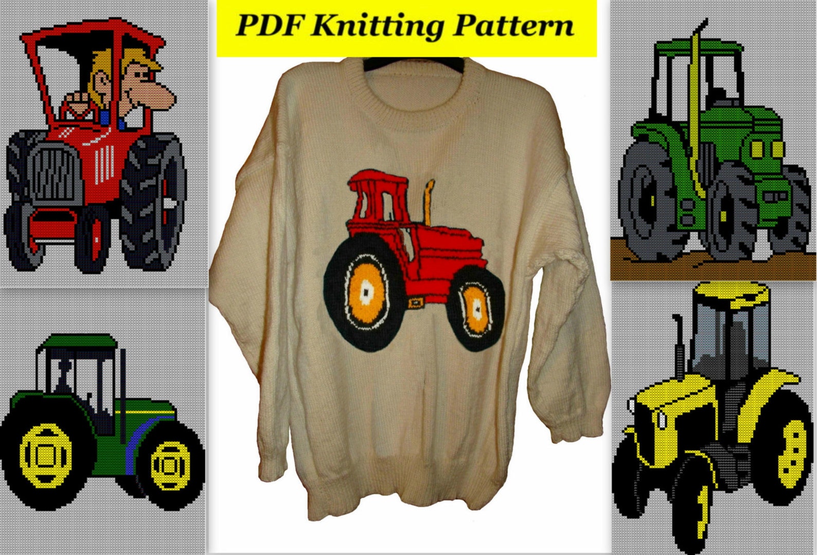 5 X Childrens & Adults Tractor Jumper / Sweater Knitting - Etsy