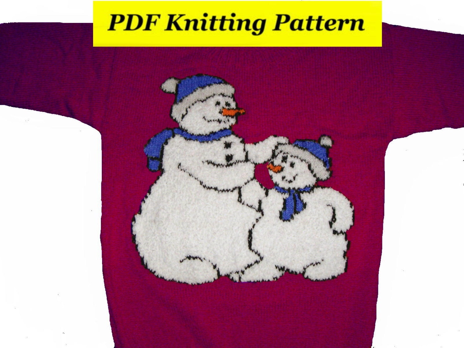 Childrens & Adults Christmas Snowman Jumper / Sweater Knitting | Etsy