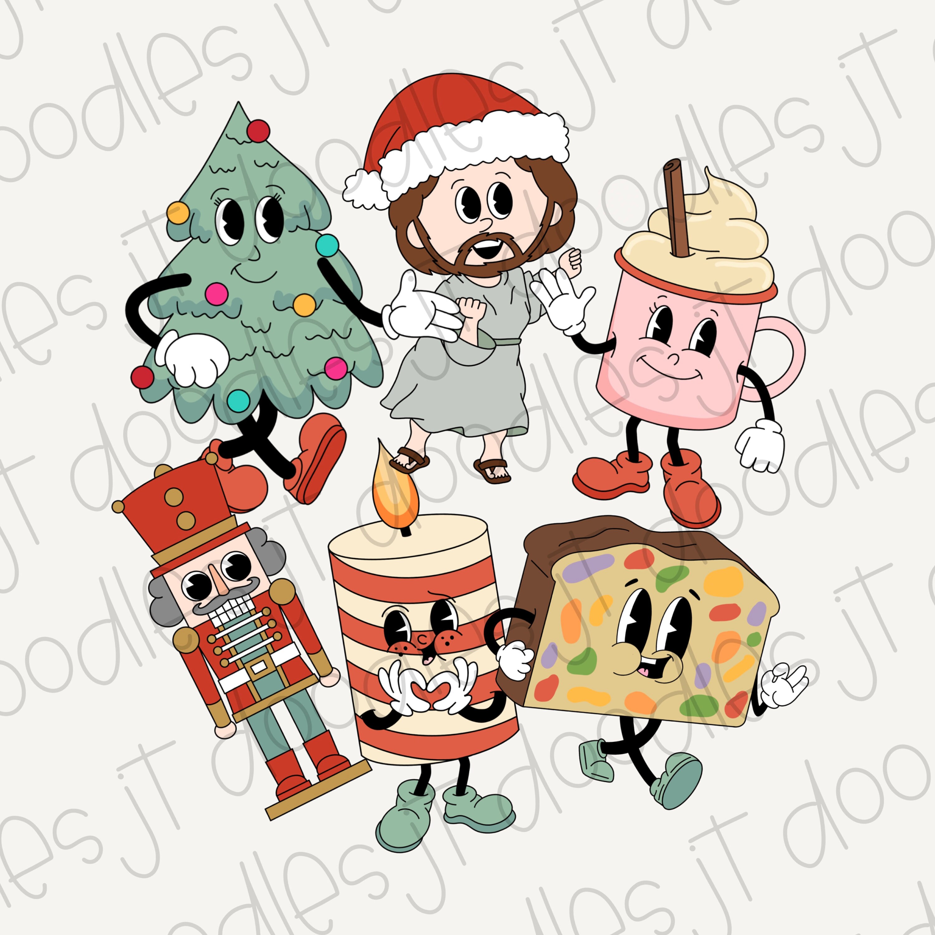Christmas Friends 6 Characters PNG INSTANT DOWNLOAD Jesus Eggnog ...