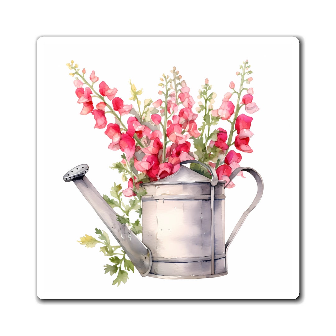 Snapdragons in Metal Watering Can Magnet - Etsy