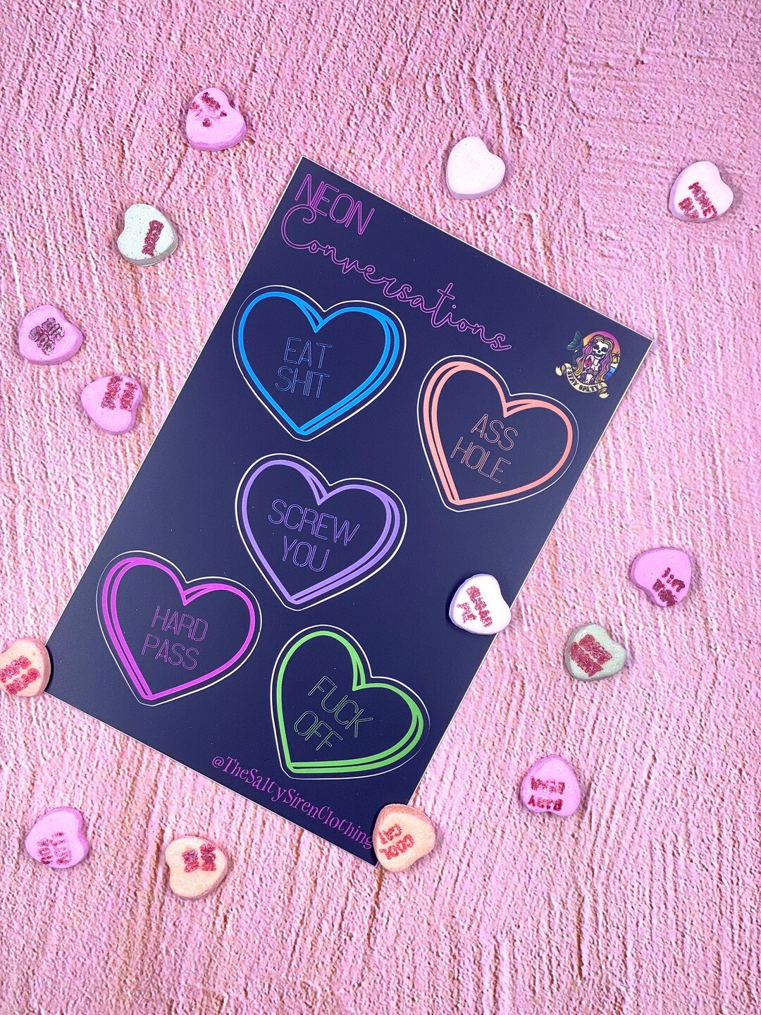 Rude Neon Conversation Heart Sticker Sheets - Etsy