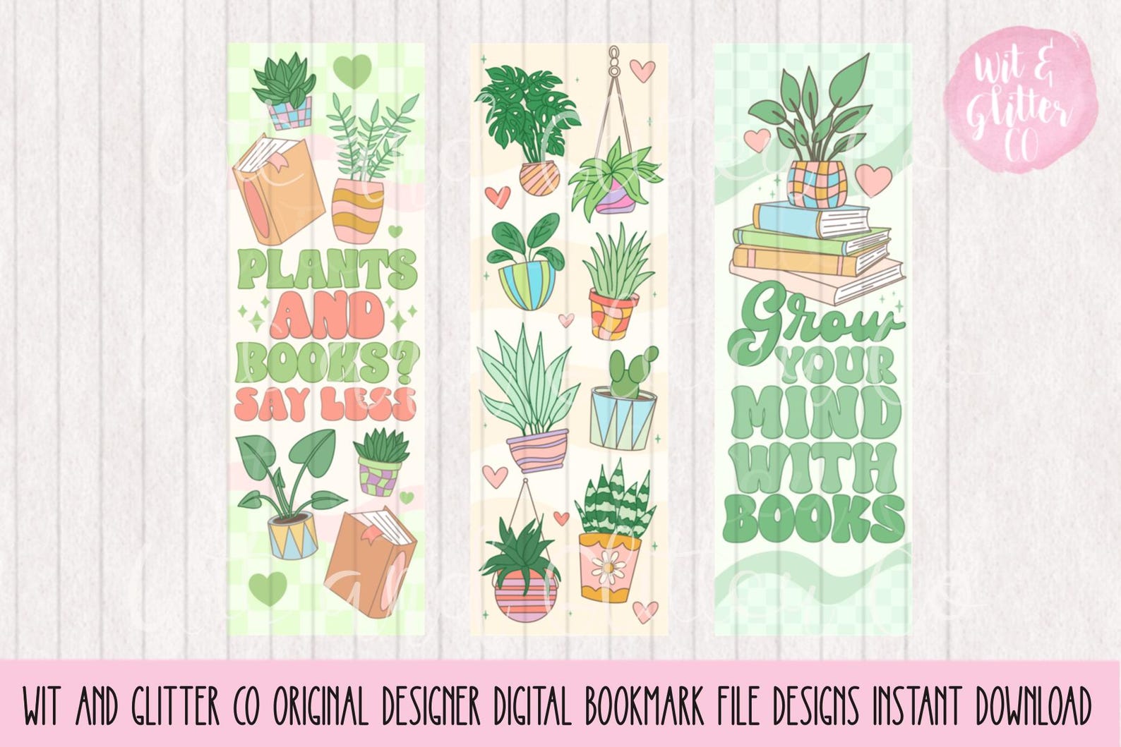 Plants and Books Bookmark Set: Reading Lover Gift (digital Printable ...