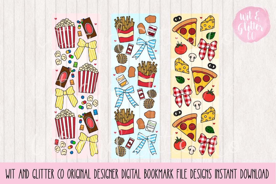 Snacks Bookmark Set: Fries, Pizza, Candy - Bookish Reader Gift (digital ...