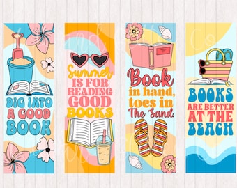 Beach Reading Printable Bookmark | Digital Bookmark Instant Download ...