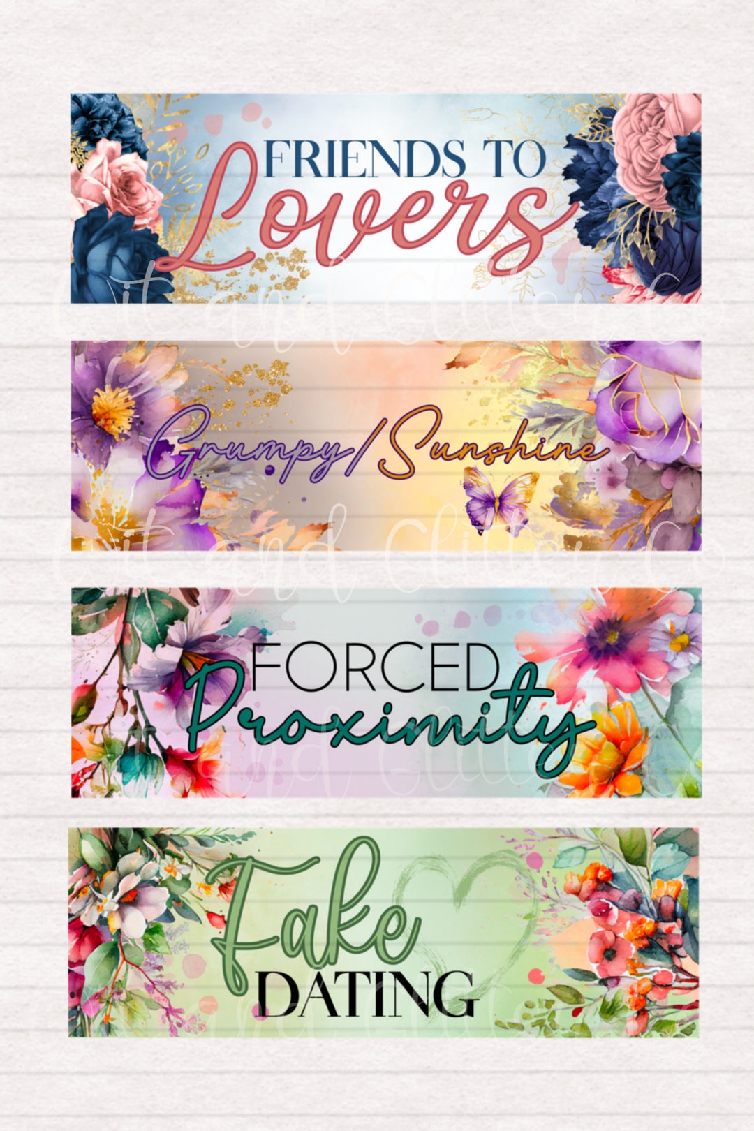 Book Trope Bookmarks: Friends to Lovers, Grumpy Sunshine (digital ...