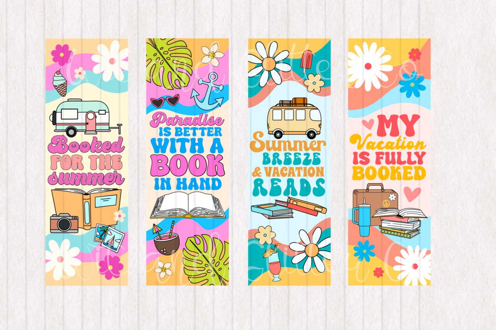 Summer Vacation Bookmarks: Retro Travel Reads (digital Printable) - Etsy
