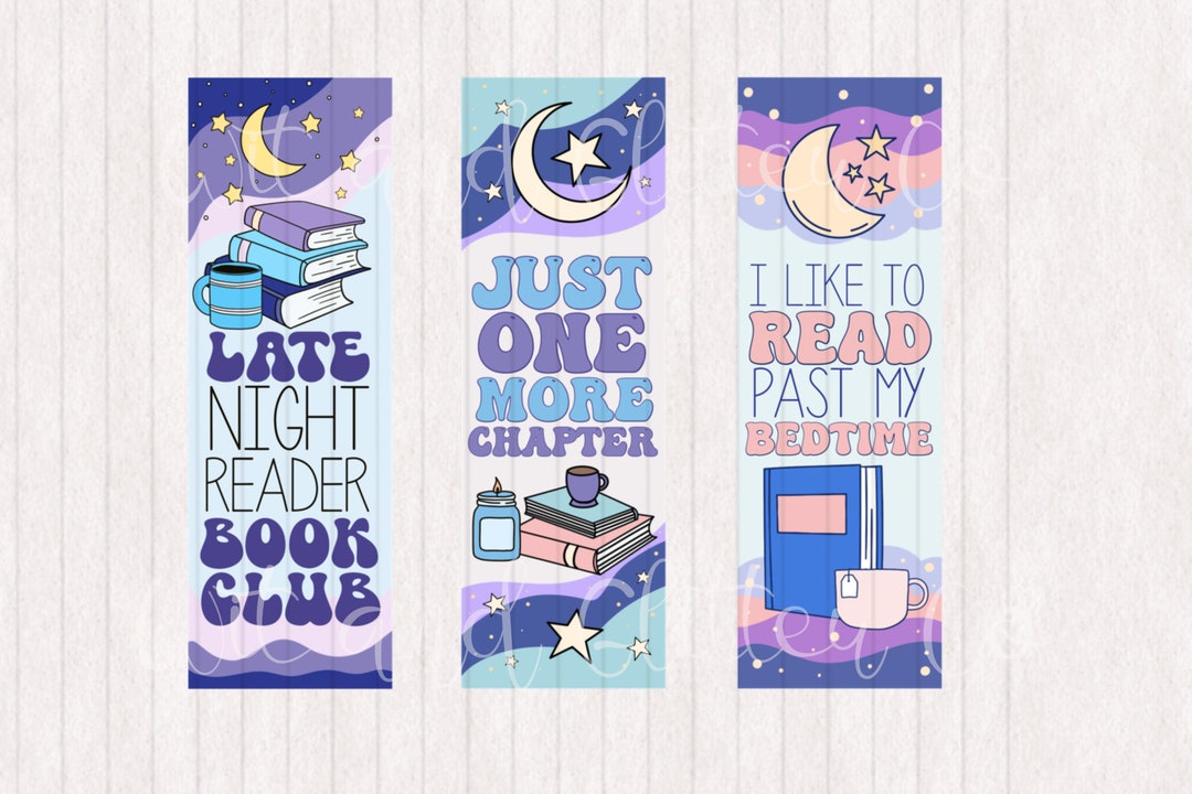 Book Worm Bookmarks: Late Night Reader Designs (digital Printable) - Etsy