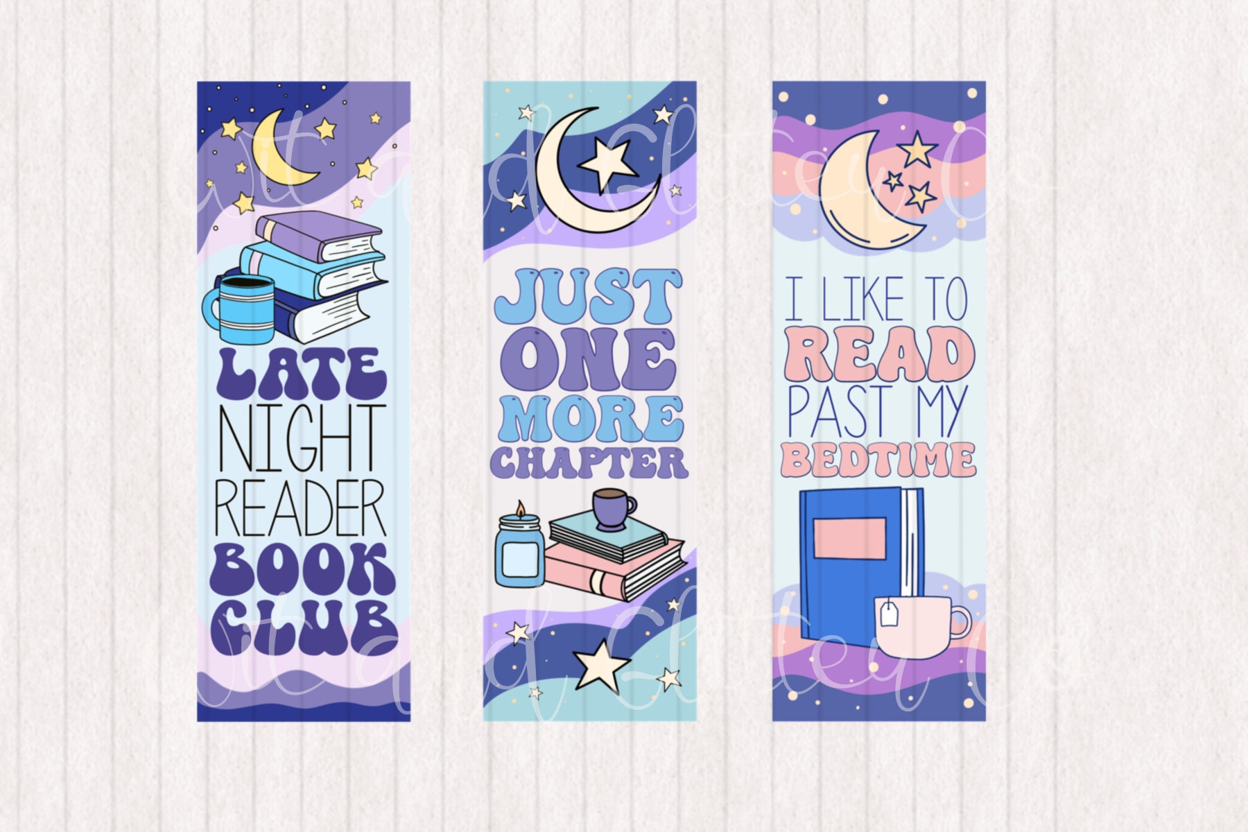 Book Worm Bookmarks: Late Night Reader Designs (digital Printable) - Etsy