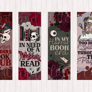 Horror Bookmarks | Readers Book Club, Spooky Skulls (digital Printable ...