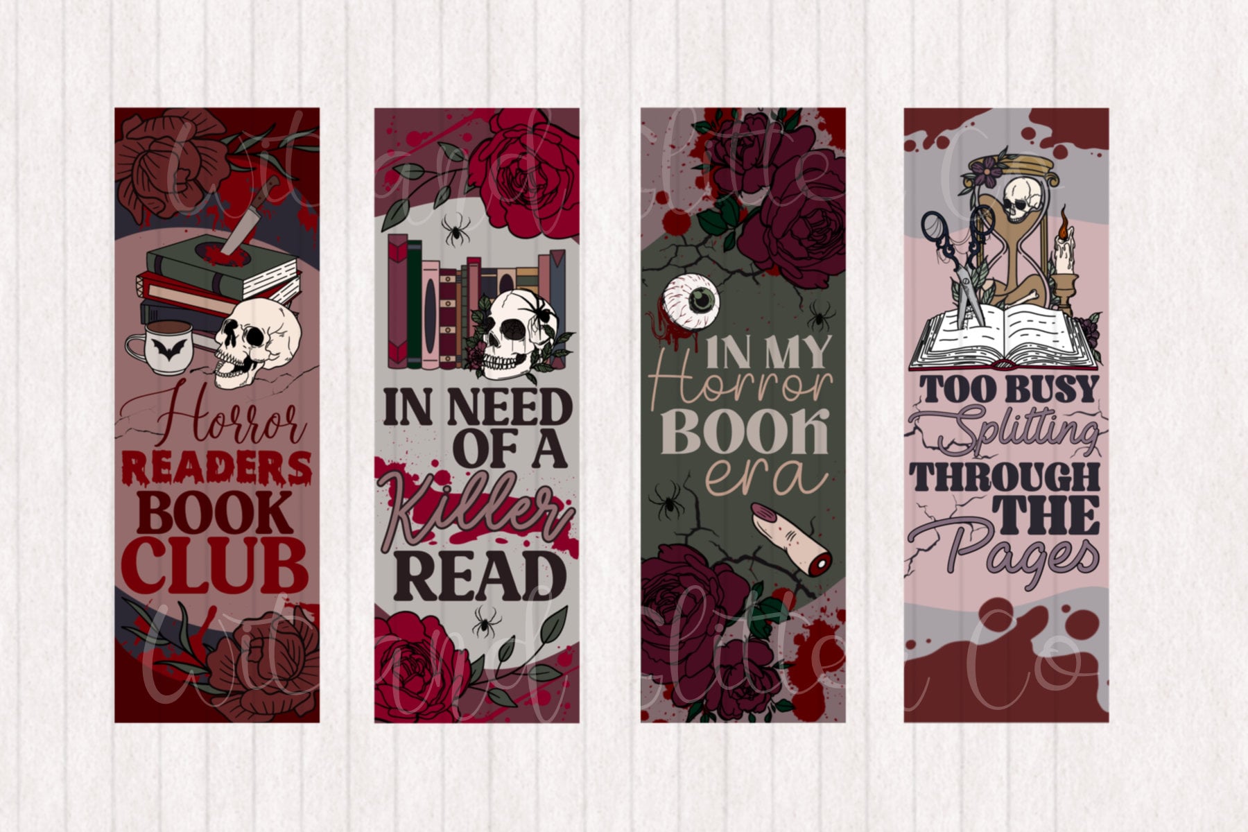 Horror Bookmarks | Readers Book Club, Spooky Skulls (digital Printable ...