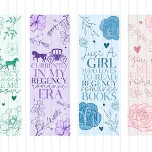 Regency Romance Bookmarks: Floral Reader Gift (digital Download) - Etsy