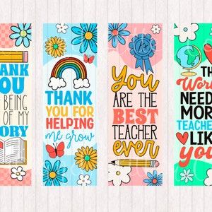Teacher Appreciation Bookmarks | Printable Thank You Gift (digital ...