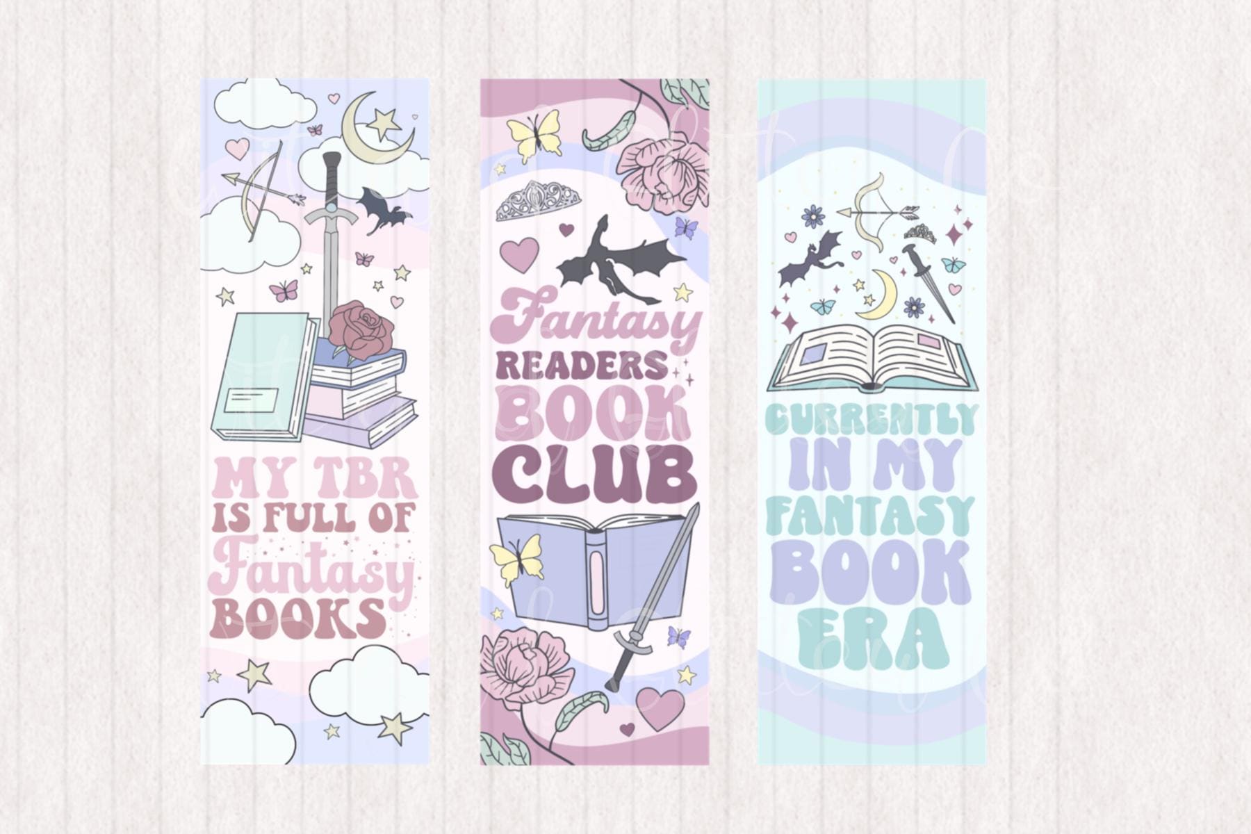 Fantasy Readers Bookmarks: Printable Book Club Gift (digital Download ...