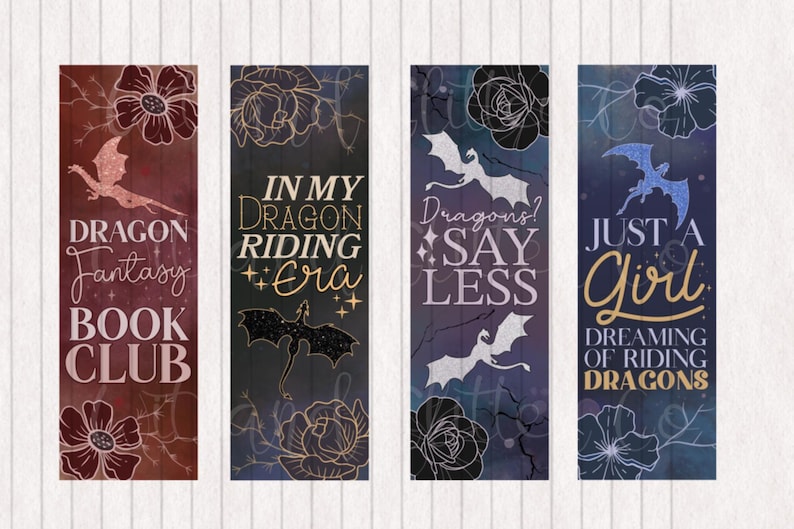 Dragon Romantasy Bookmarks: Fantasy Reader Gift (digital Printable) - Etsy
