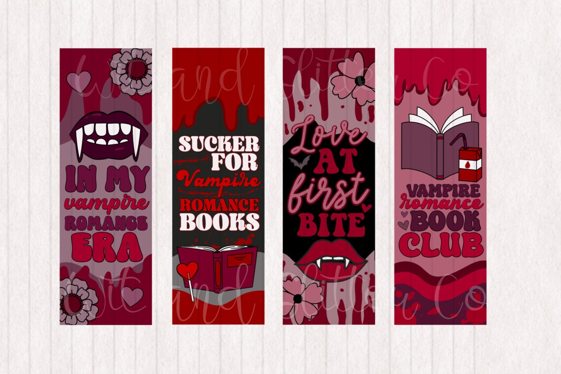 Vampire Romance Bookmarks: Printable Book Club Gift (digital Download ...