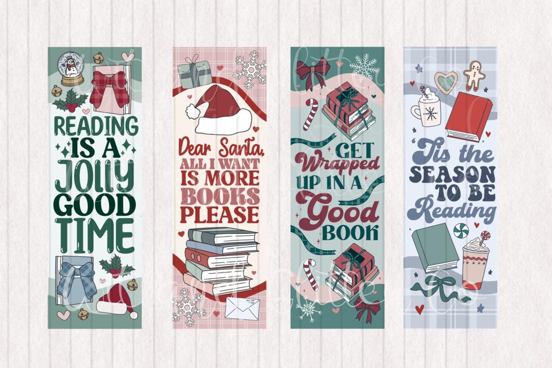 Christmas Bookmarks: Jolly Holiday Reading, Santa Designs (digital ...