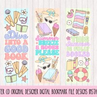 Printable Bookmark Set, Digital Bookmarks, Instant Download, Summer ...