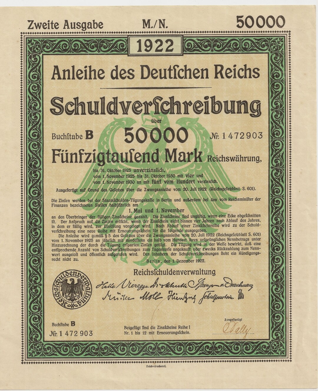 German Stock Certificate - Etsy