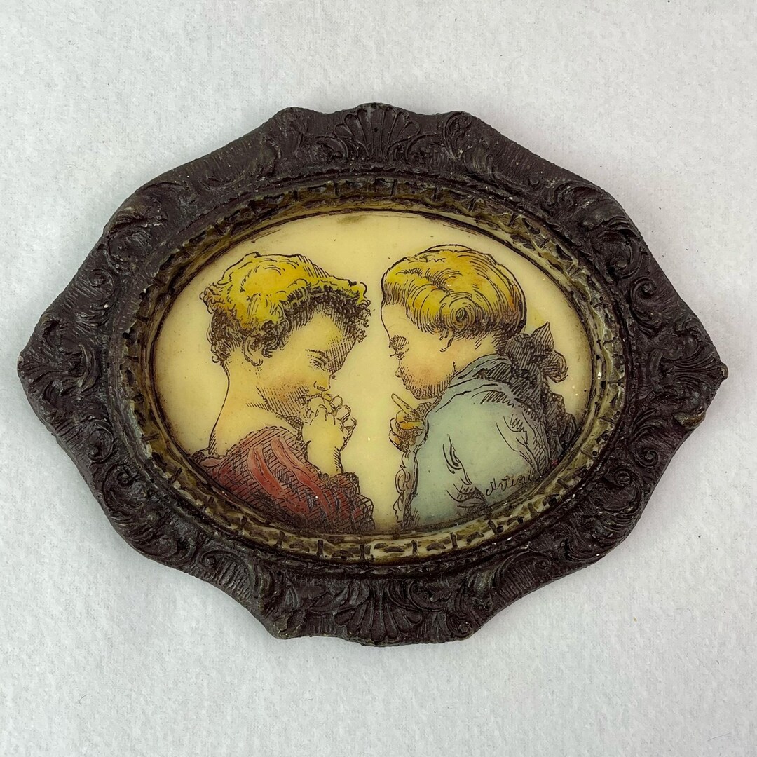 Vintage Artini Sculptured Engraving Romance Children Wall Art Hand ...