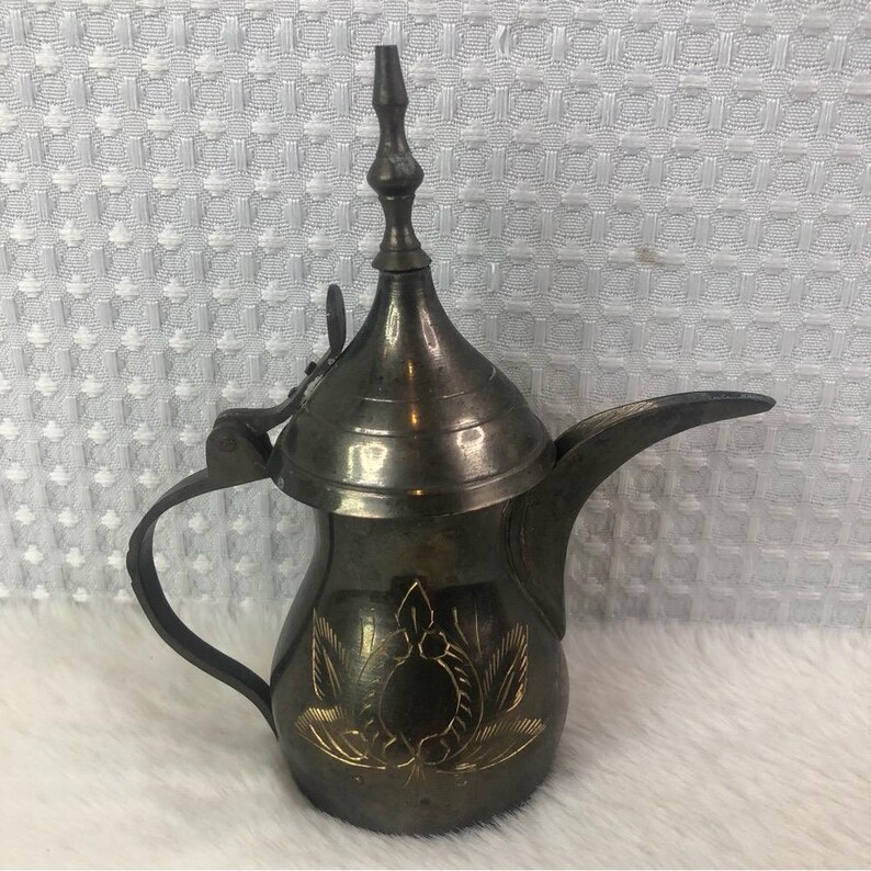 Vintage Islamic Brass Engraved SMALL Coffee Tea Pot Pitcher - Etsy