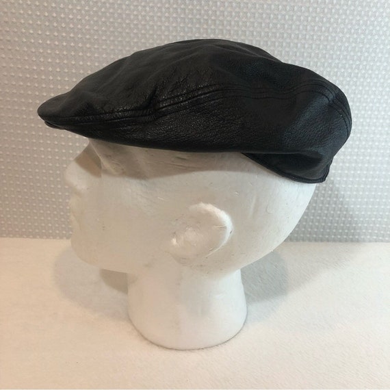 Vintage Harley Davidson Black Leather Hat Newsboy Cabbie Cap - Etsy