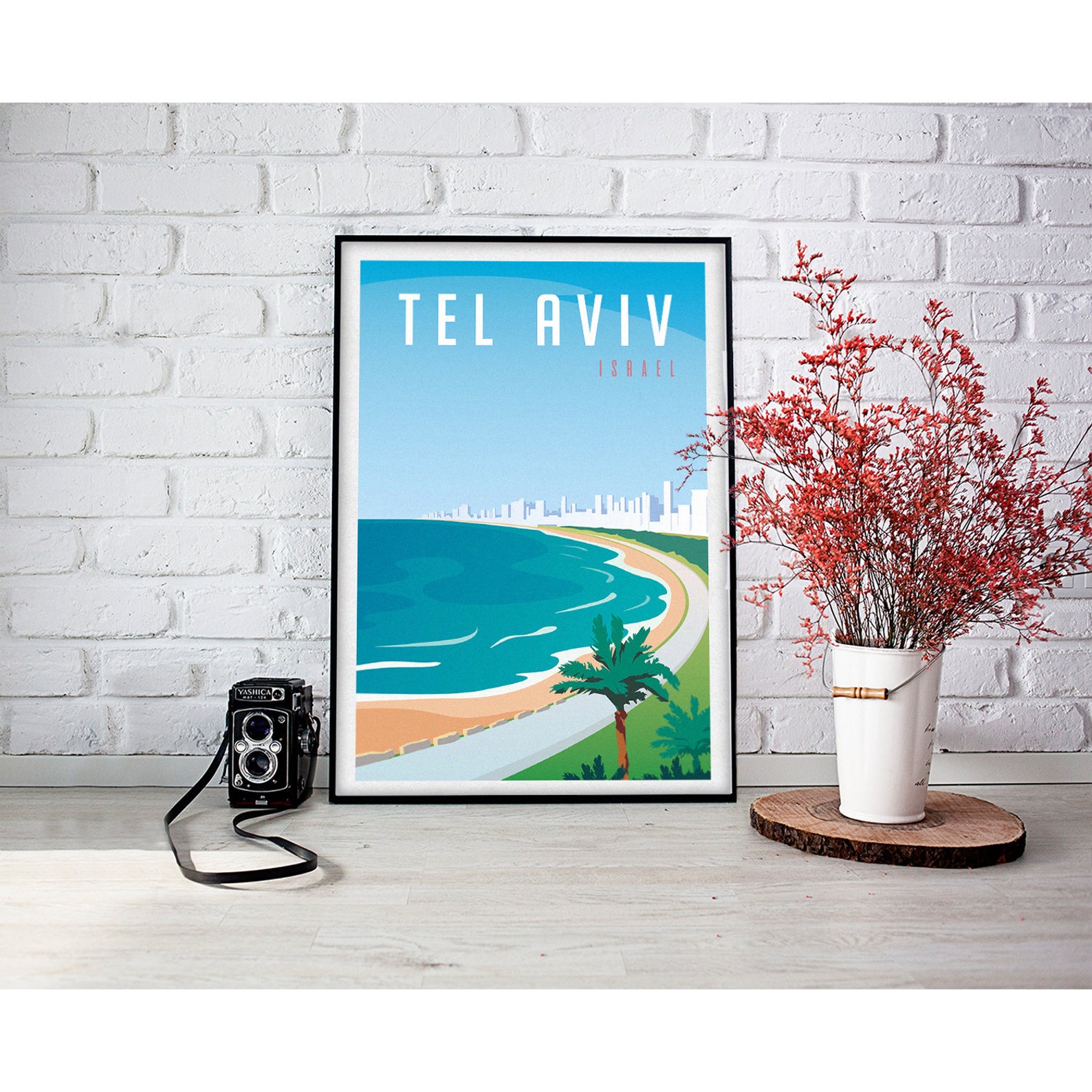 Tel Aviv Poster Vintage Travel Poster Minimalist Art | Etsy UK