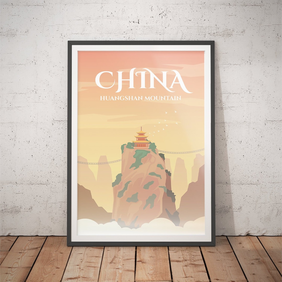 China Travel Poster: Vintage Art Deco Print - Huangshan Mountain - Etsy