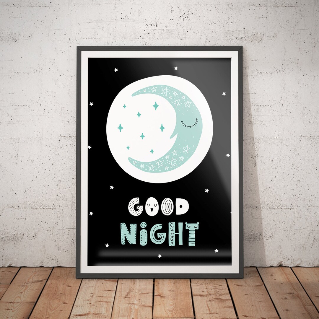Goodnight Full Moon Wall Art Nursery: Calm Scandi Print - Etsy