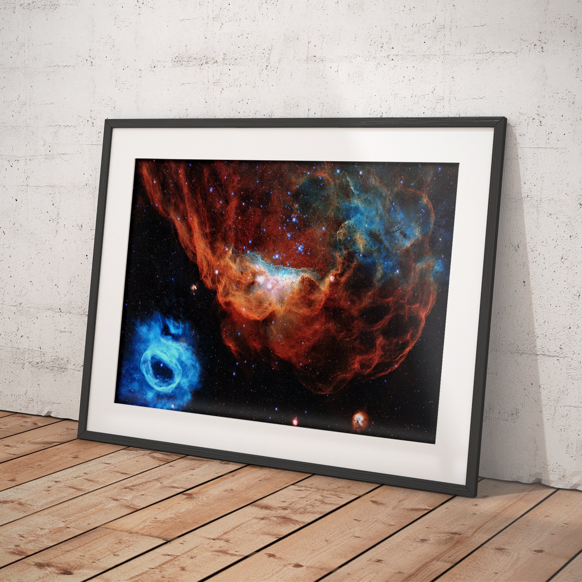 Science Poster Giant Red Nebula : Space Art / Star Map / - Etsy