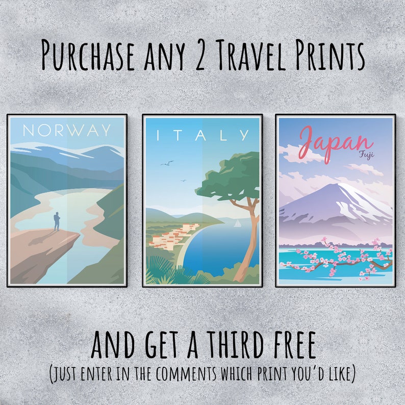 Norway Poster Vintage Travel Poster Minimalist Art Prints | Etsy