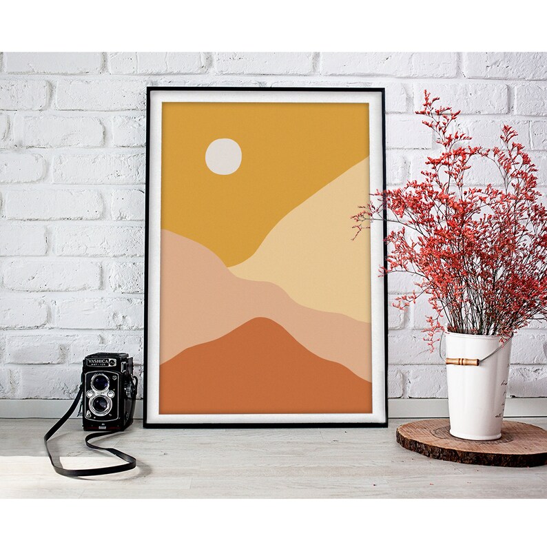 No.15 Abstract Landscape Print Line Art Print Sunset | Etsy