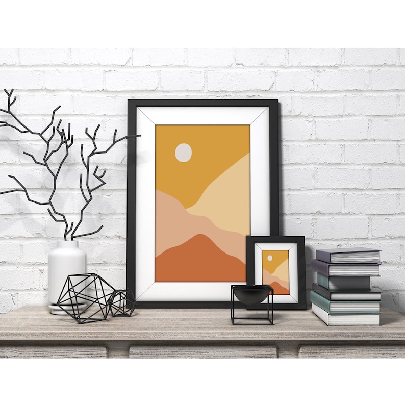 No.15 Abstract Landscape Print Line Art Print Sunset | Etsy