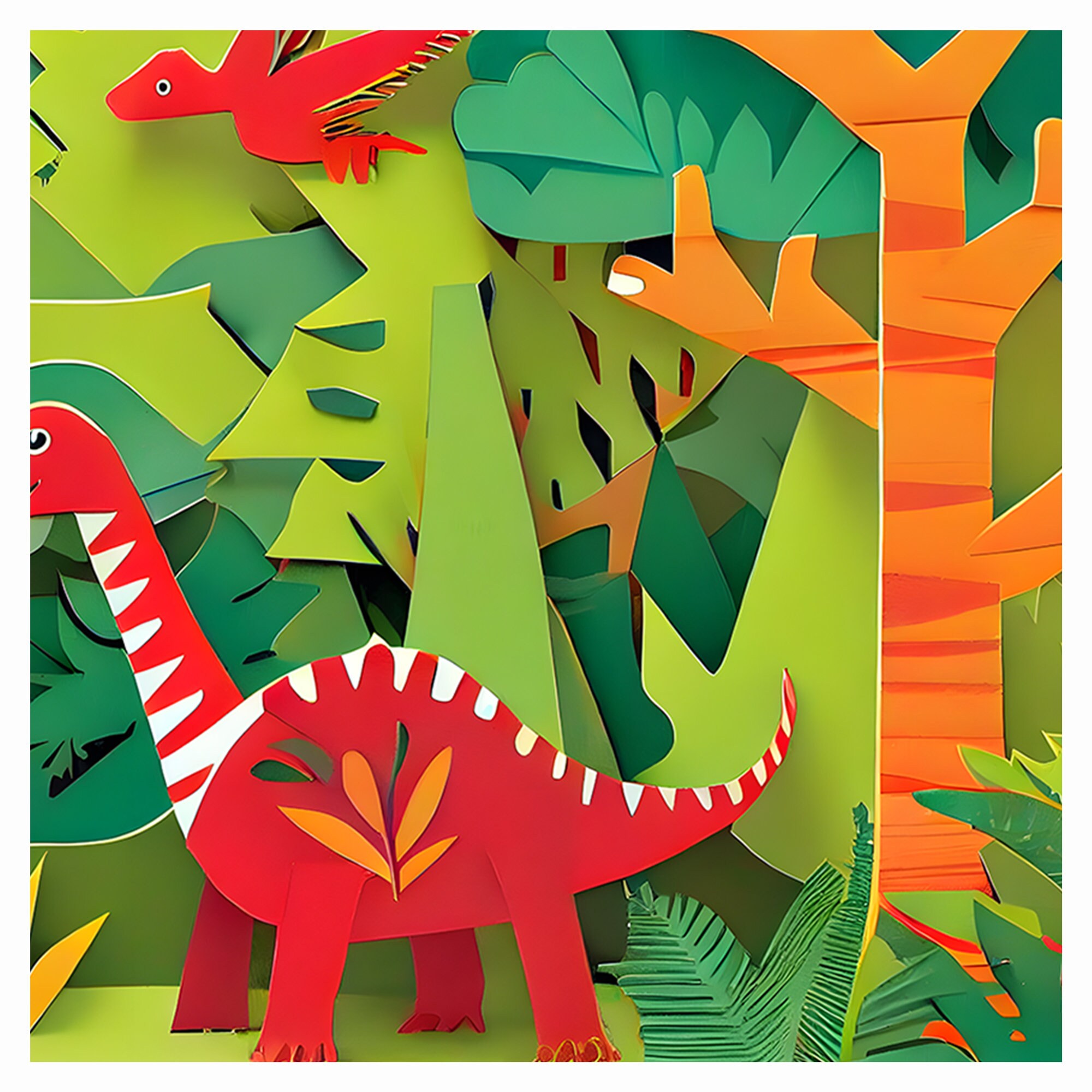Dinosaur Print Paper-cut Prints / Infant Art / Childrens - Etsy